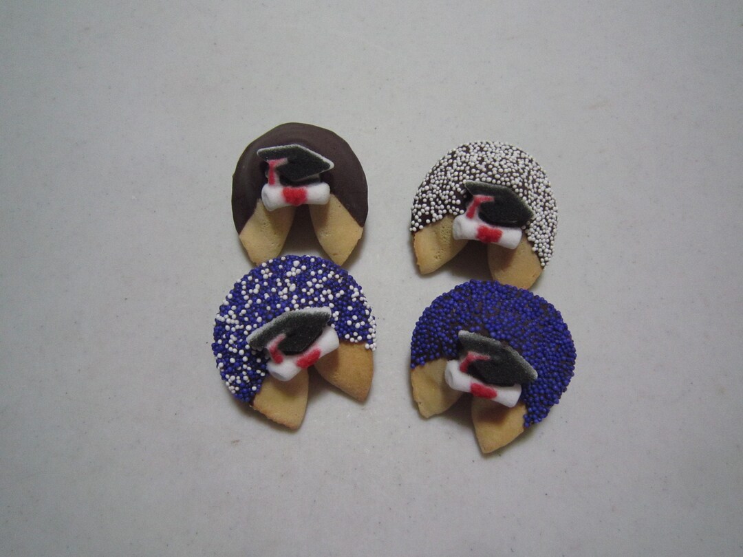 24 GRADUATION Purple & White Fortune Cookies, Achievement, Cap and ...