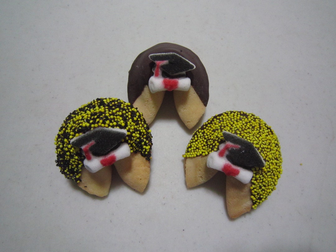 24 GRADUATION Yellow & Black Fortune Cookies, Achievement, Cap and ...