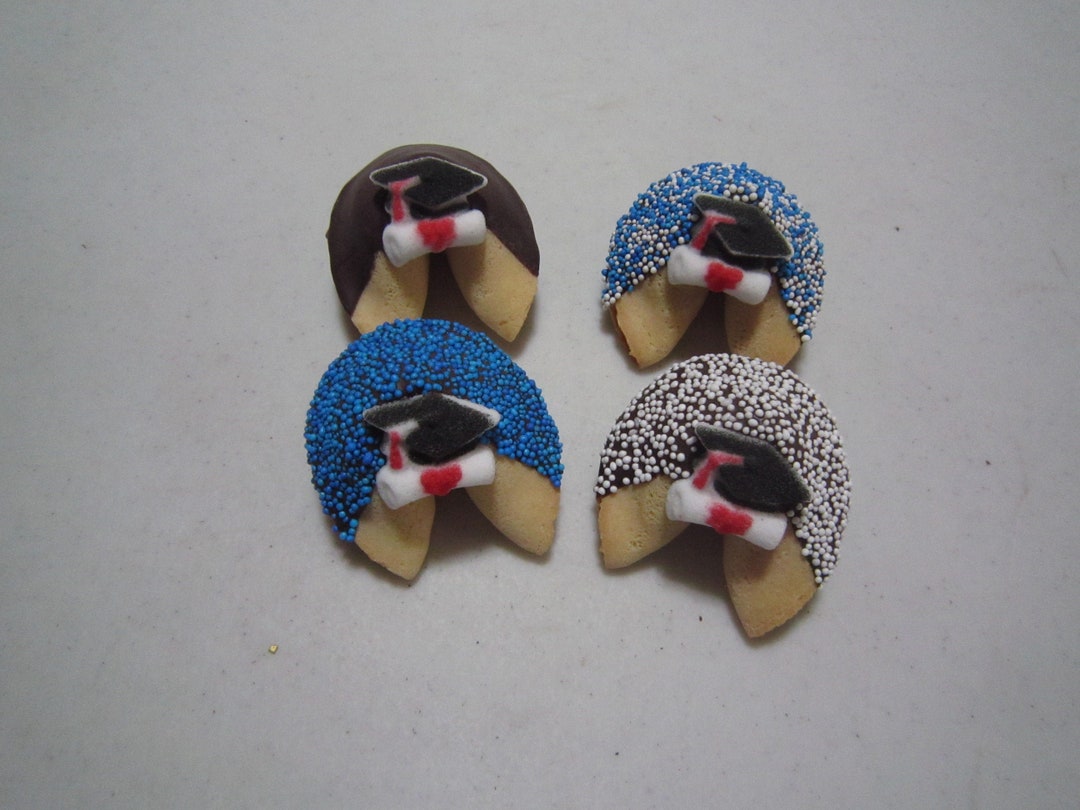 24 GRADUATION Blue & White Fortune Cookies, Achievement, Cap and Scroll ...