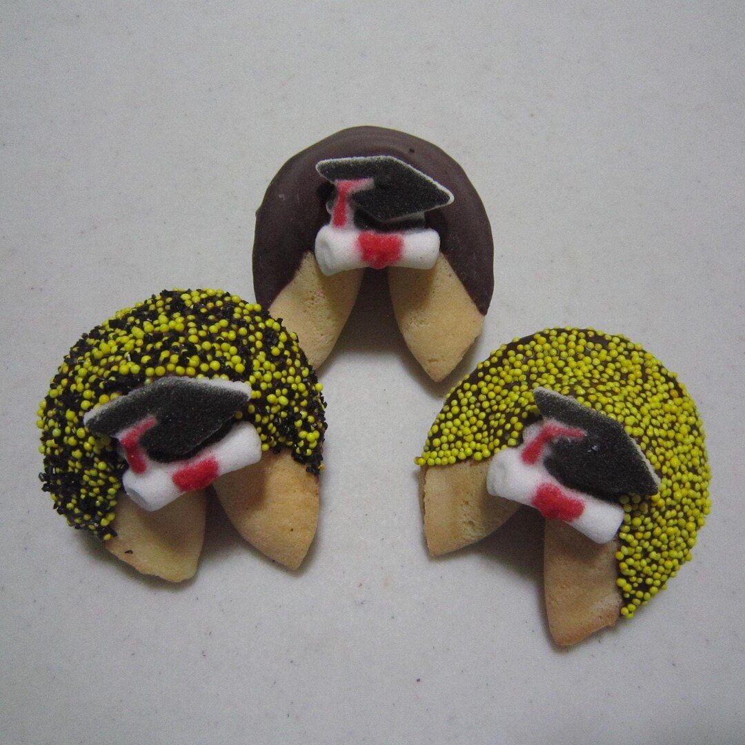24 GRADUATION Yellow & Black Fortune Cookies, Achievement, Cap and ...