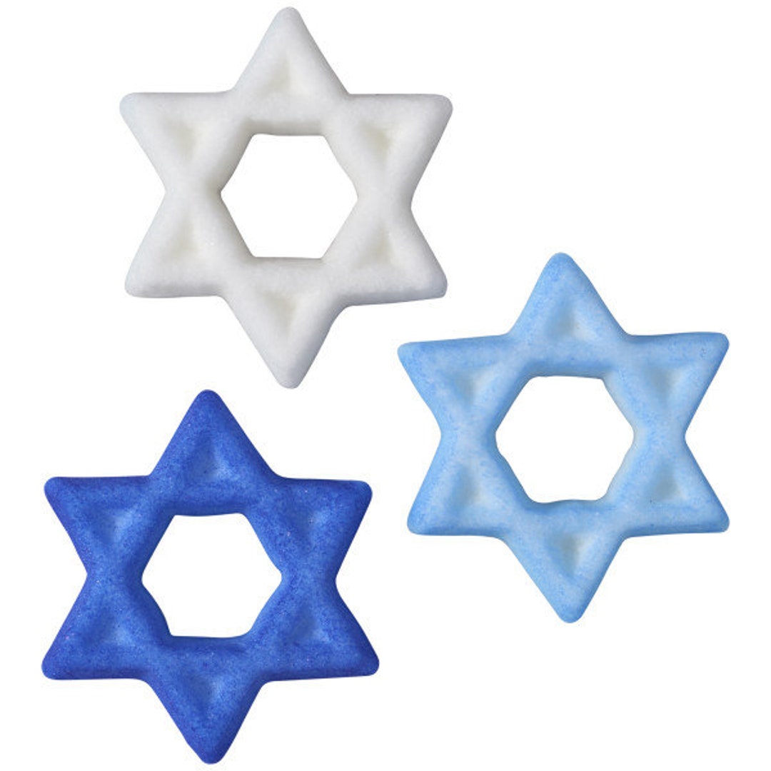 24 Blue Star of David Sugar Decorations, Cupcake Toppers, Cake Topper ...