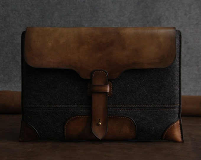 MacBook 13 PRO Case leather Laptop Sleeve-wool Felt Leather-macbook ...