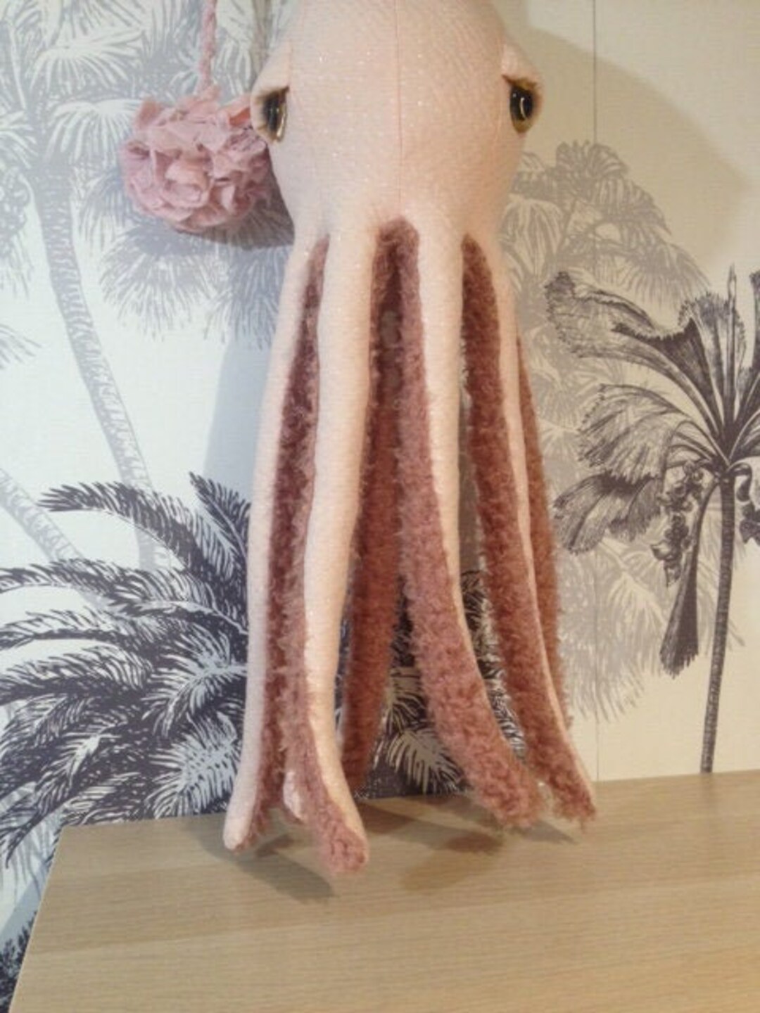 Octopus 65cm Pink/gold/faux Fur / Trophy Cuddly Cushion / Exclusive ...