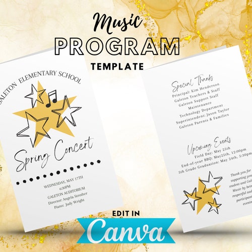 Music Program TEMPLATE Instant Digital Download Edit in - Etsy