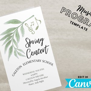 Music Program TEMPLATE, Instant Digital Download, Edit in Canva, Choir ...