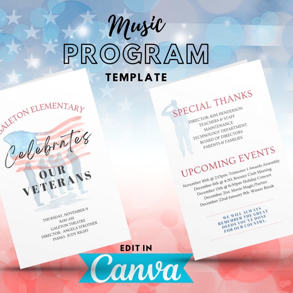 Veterans Day Program Template - Etsy