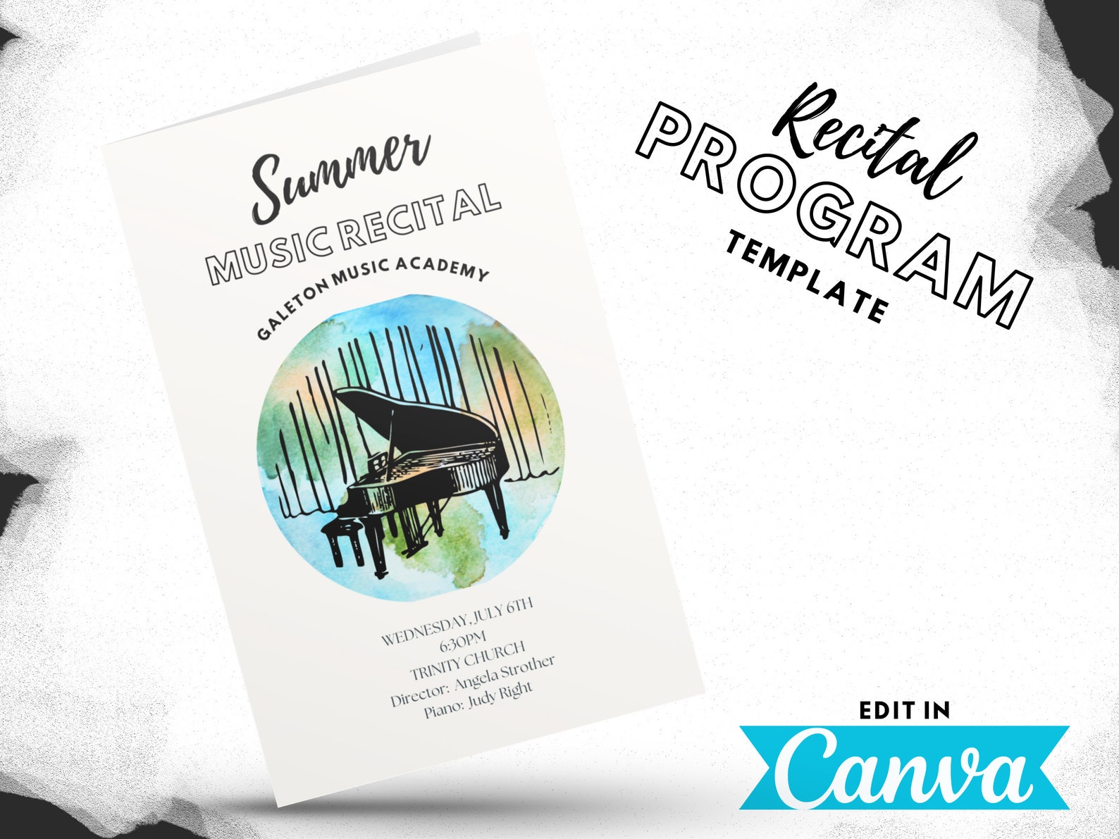 Music Program TEMPLATE, Instant Digital Download, Edit in Canva, Choir ...