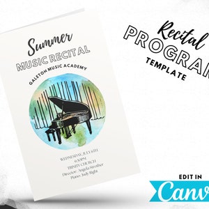 Music Program TEMPLATE, Instant Digital Download, Edit in Canva, Choir ...