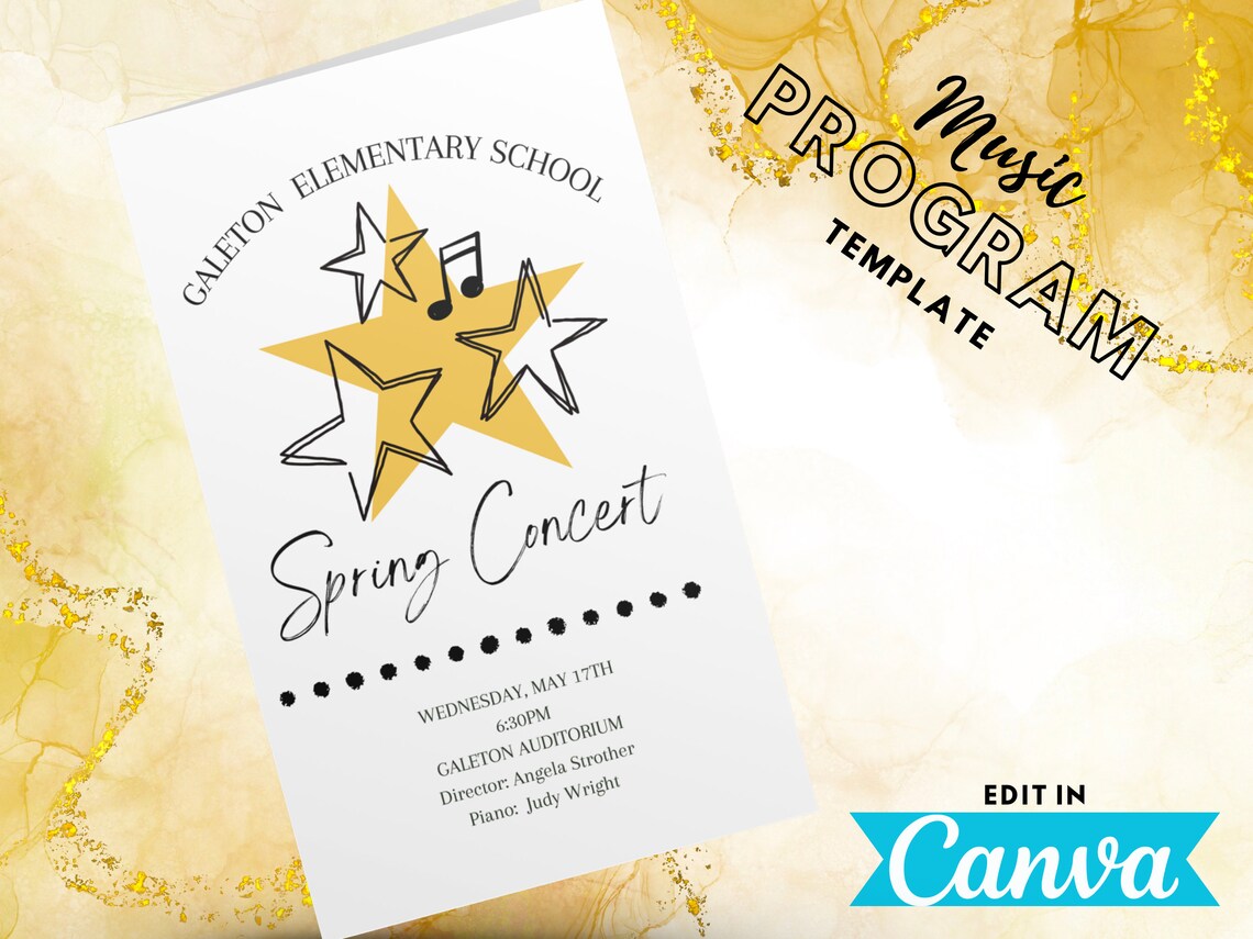 Music Program TEMPLATE, Instant Digital Download, Edit in Canva, Choir ...