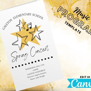 Music Program TEMPLATE, Instant Digital Download, Edit in Canva, Choir ...