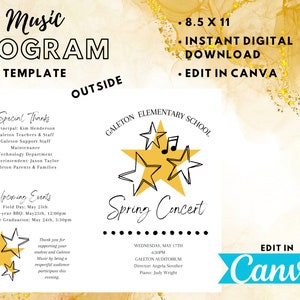 Music Program TEMPLATE, Instant Digital Download, Edit in Canva, Choir ...
