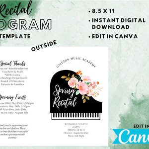 Music Program TEMPLATE, Instant Digital Download, Edit in Canva, Choir ...