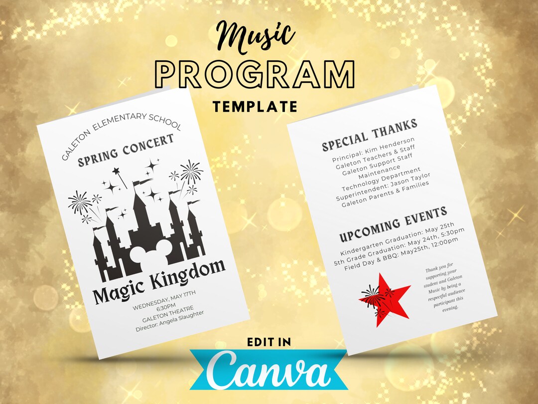 Music Program TEMPLATE, Instant Digital Download, Edit in Canva, Choir ...