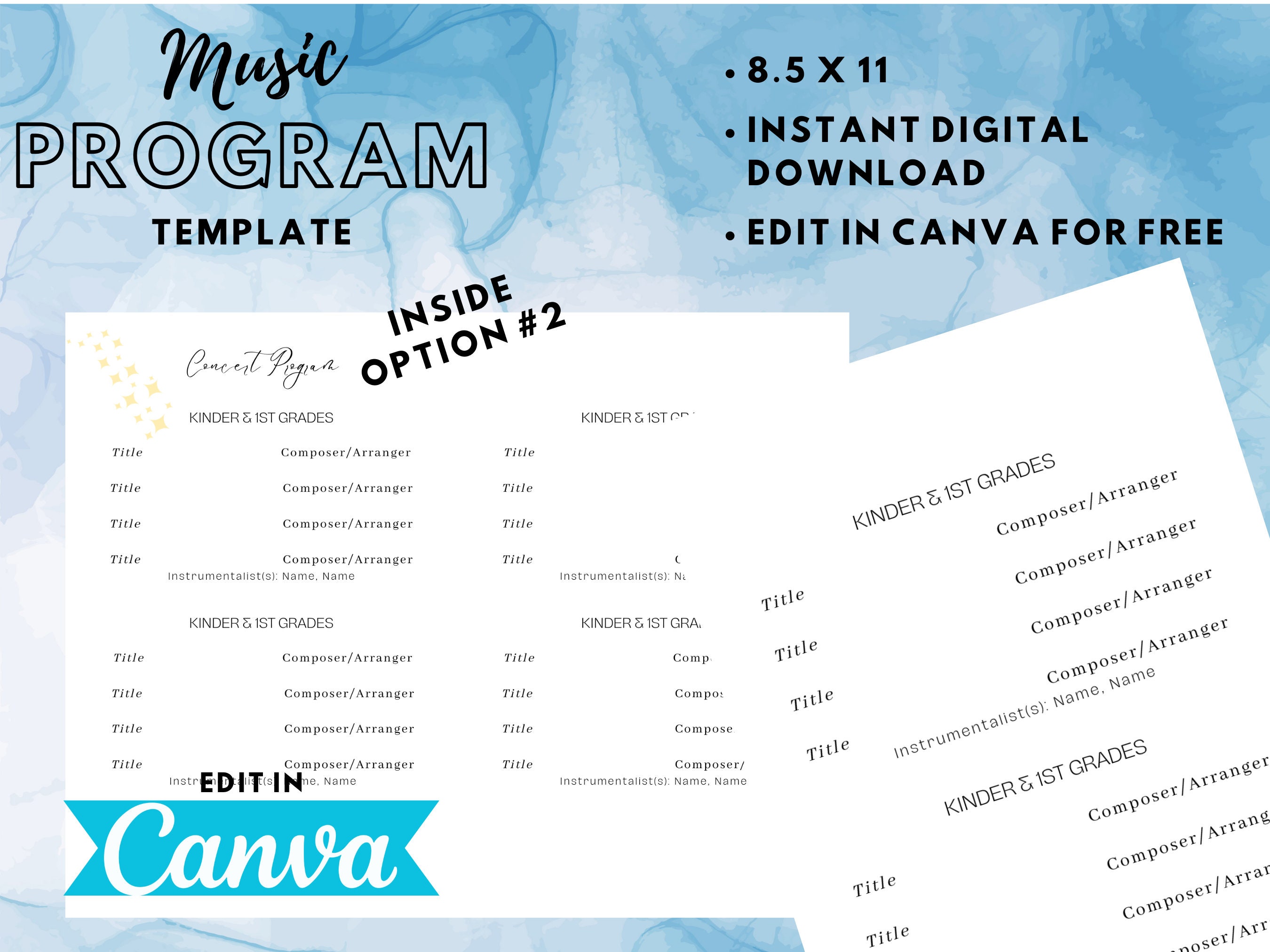 Music Program TEMPLATE, Instant Digital Download, Edit in Canva, Choir ...