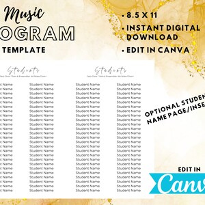 Music Program TEMPLATE, Instant Digital Download, Edit in Canva, Choir ...
