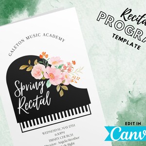 Music Program TEMPLATE, Instant Digital Download, Edit in Canva, Choir ...