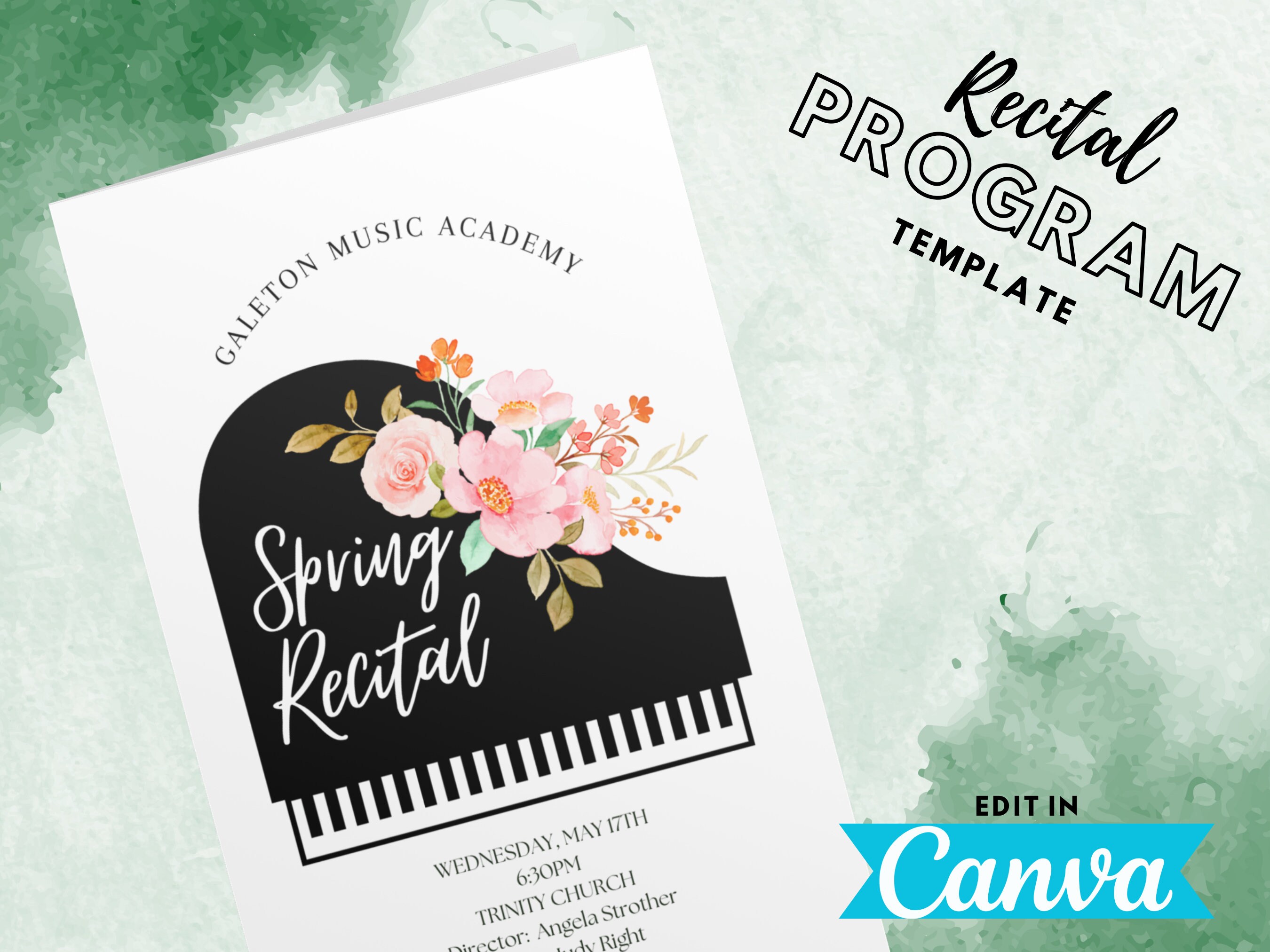 Music Program TEMPLATE, Instant Digital Download, Edit in Canva, Choir ...