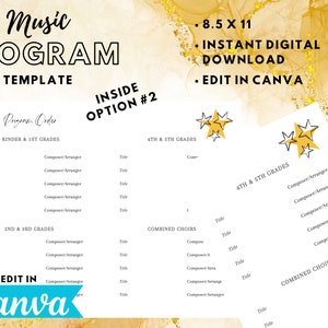 Music Program TEMPLATE, Instant Digital Download, Edit in Canva, Choir ...
