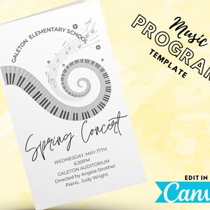 Music Program TEMPLATE, Instant Digital Download, Edit in Canva, Choir ...