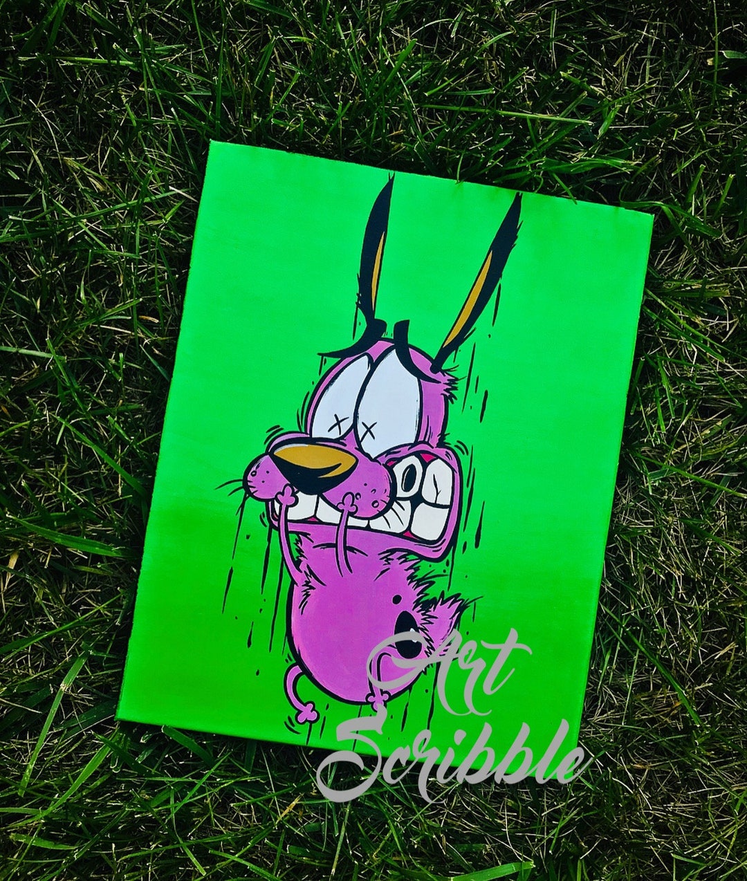 Courage the Cowardly Dog Kaws Canvas Painting - Etsy
