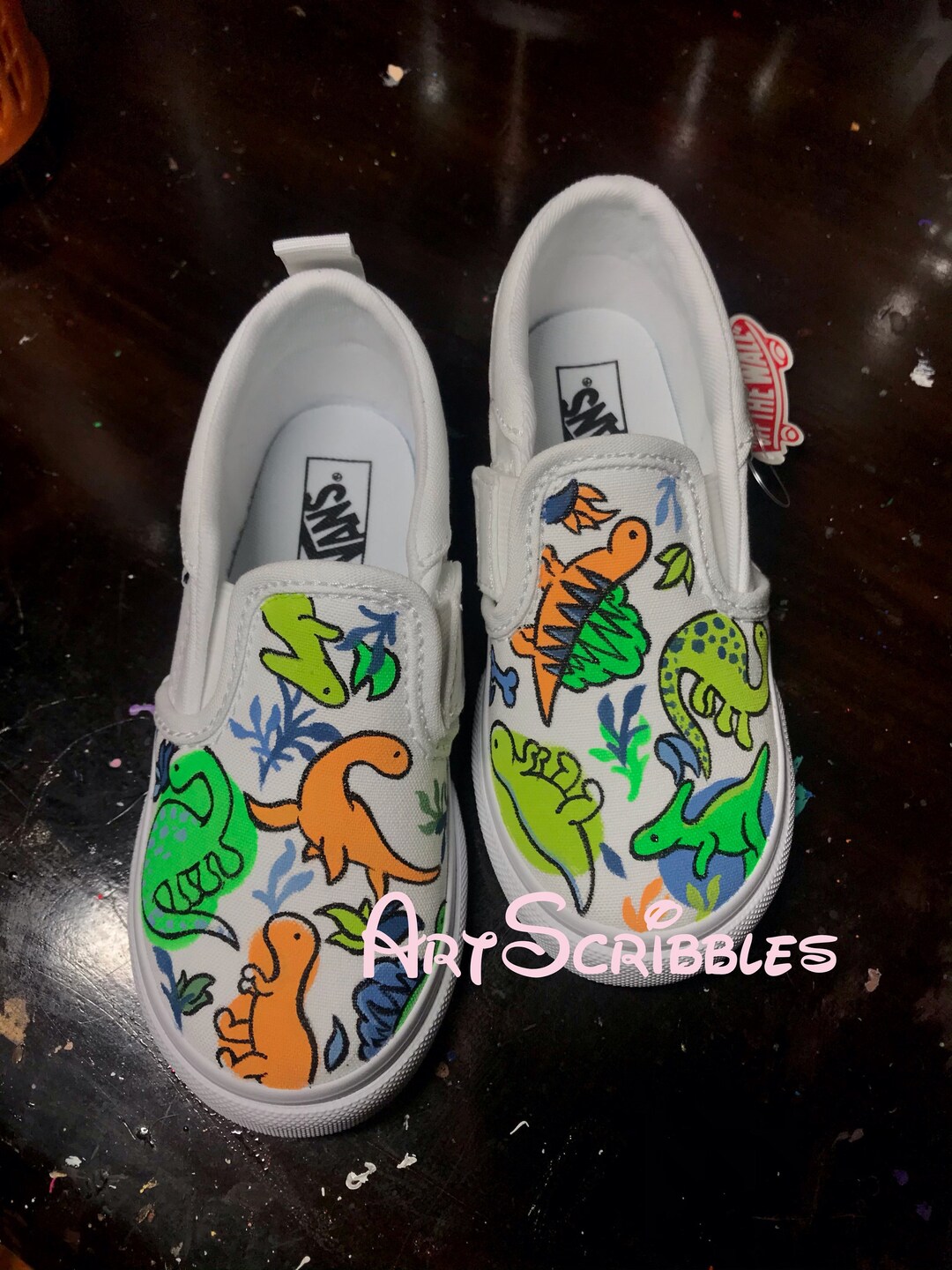 Custom Hand-painted Kids Dinosaur Vans - Etsy