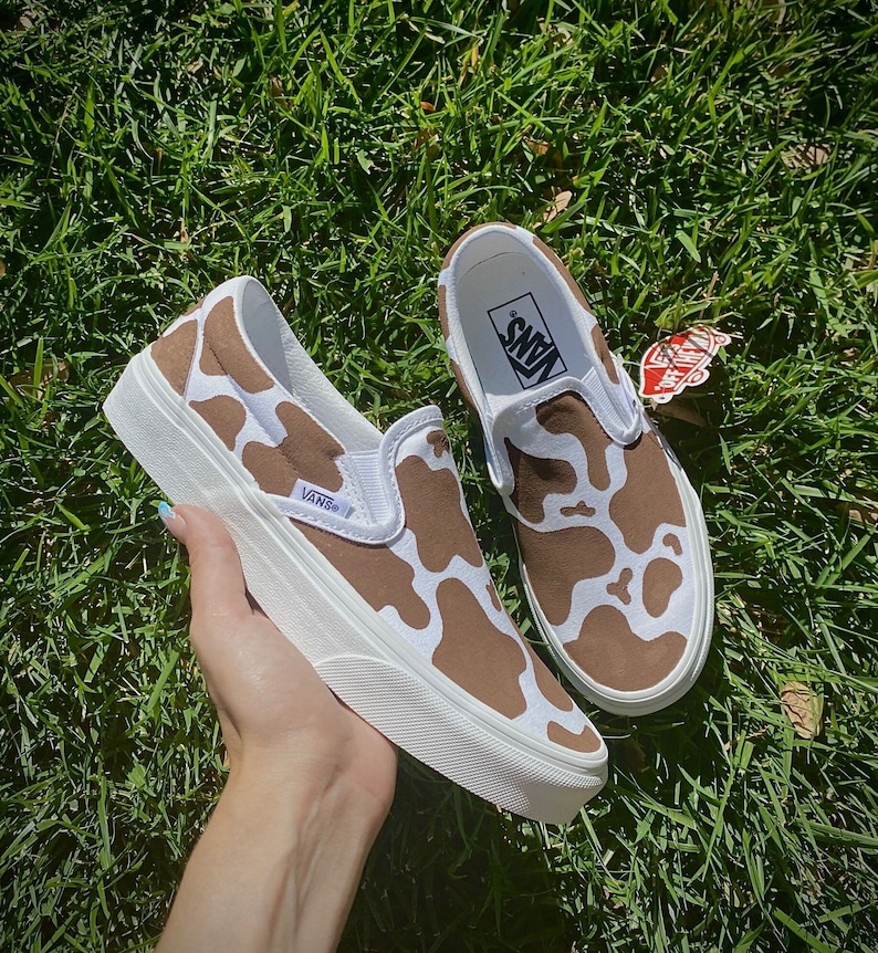 Western Cow Print Adult Vans - Etsy