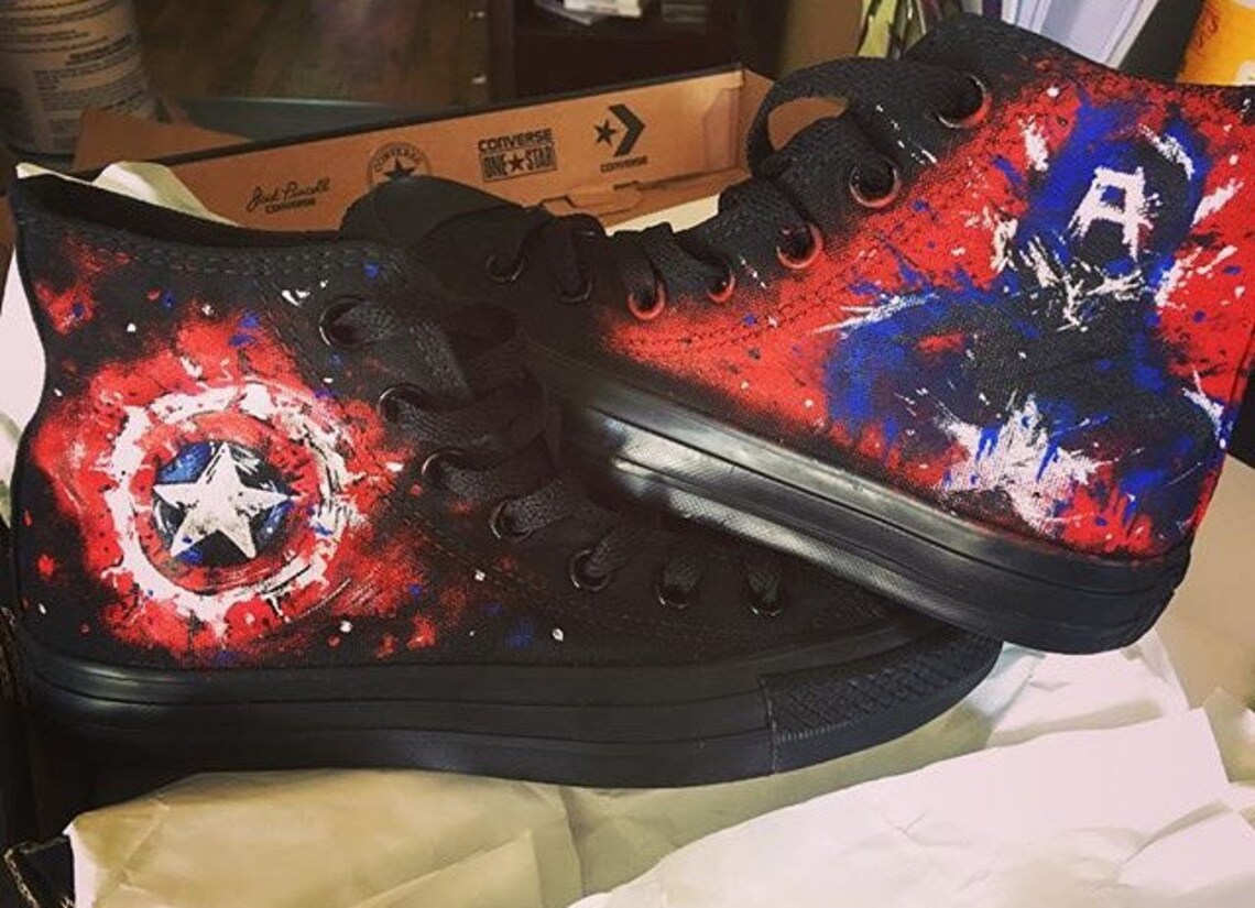 Splatter Paint Captain America Converse - Etsy