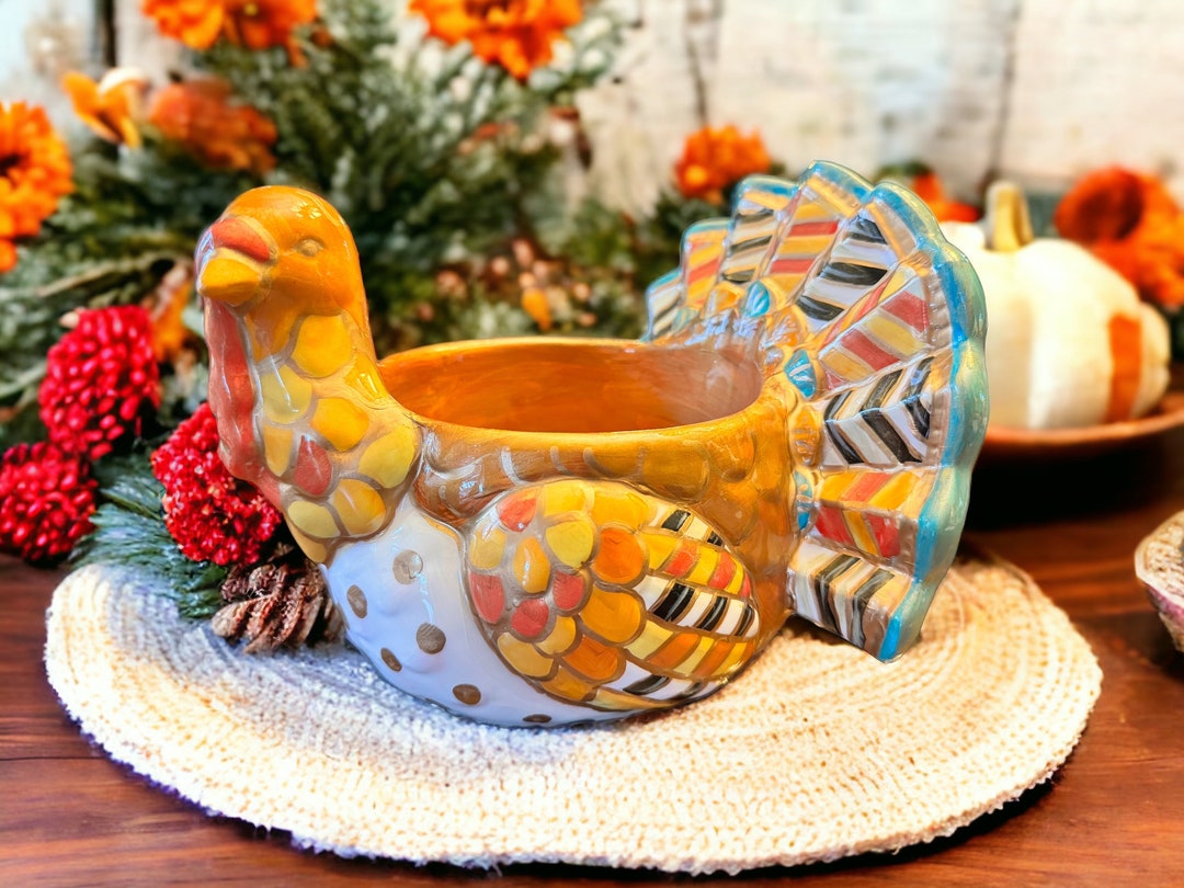 Whimsical Hand Painted Turkey Candle Holder: Thanksgiving Decor - Etsy