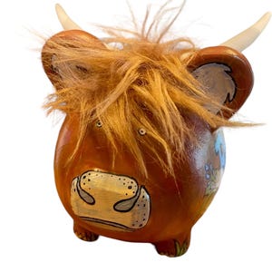 Custom Highland Cow Piggy Bank Hand Painted - Etsy