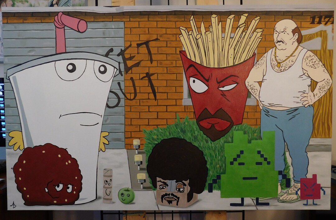 LARGE 30x48" Aqua Teen Hunger Force Oil Painting on High Quality ...