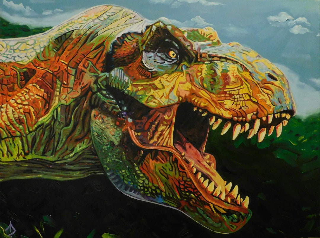 T-rex Oil Painting 30x40" - Free Shipping USA - Etsy