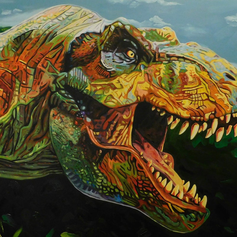 T Rex Painting - Etsy