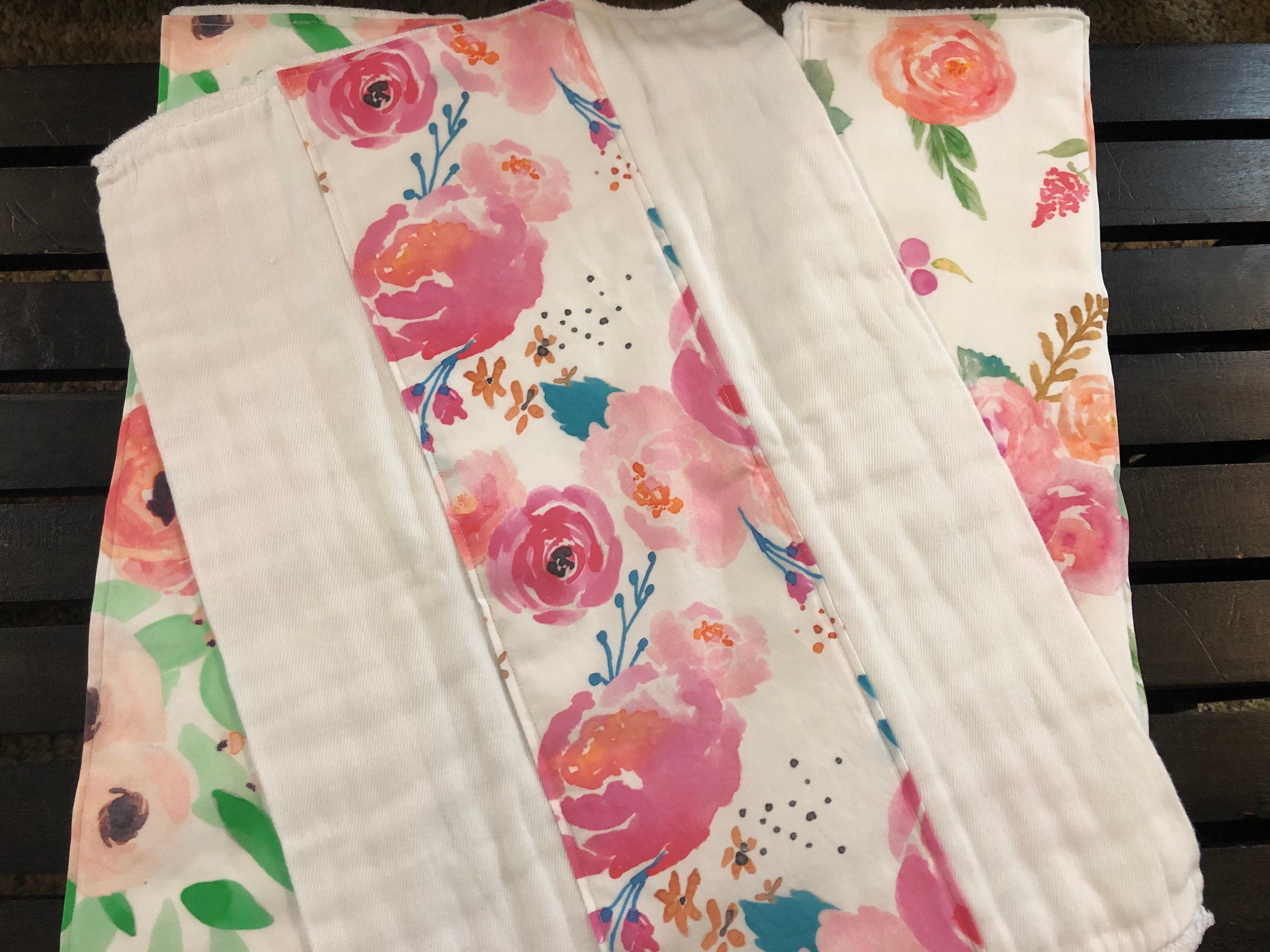Watercolor Floral Indie Bloom Baby Girl Burp Cloth Set on DSQ - Etsy