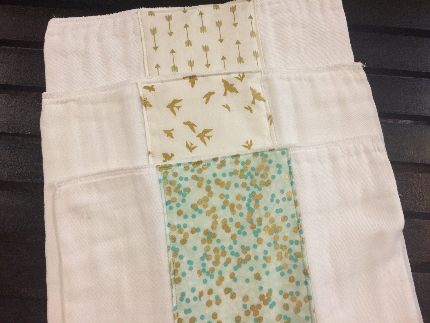 Mint and Gold Glitz Baby Girl Burp Cloths on Oso Cozy Diapers - Etsy