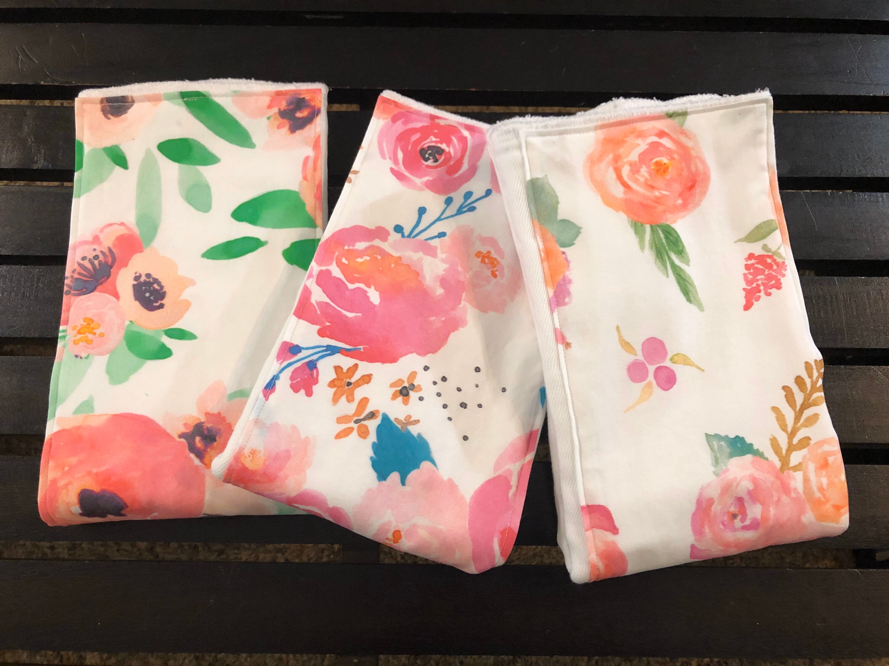Watercolor Floral Indie Bloom Baby Girl Burp Cloth Set on DSQ - Etsy