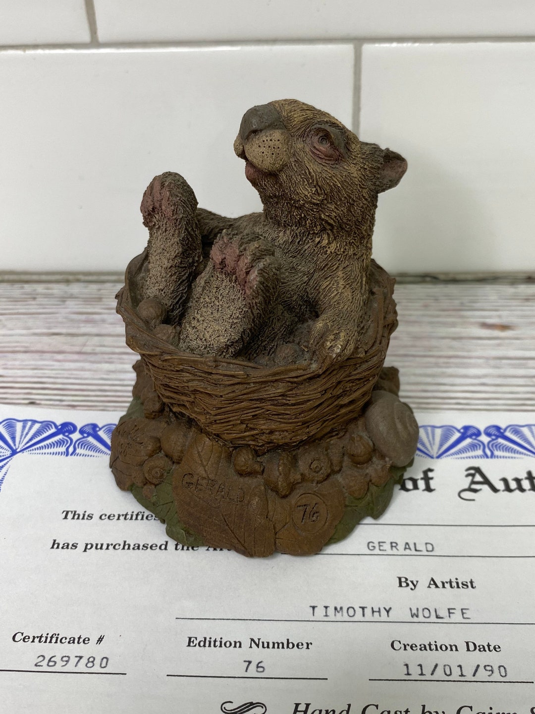 1990 Timothy Wolfe Gerald Baby Bunny Figurine ~ Tom Clark ~ Rabbit ...