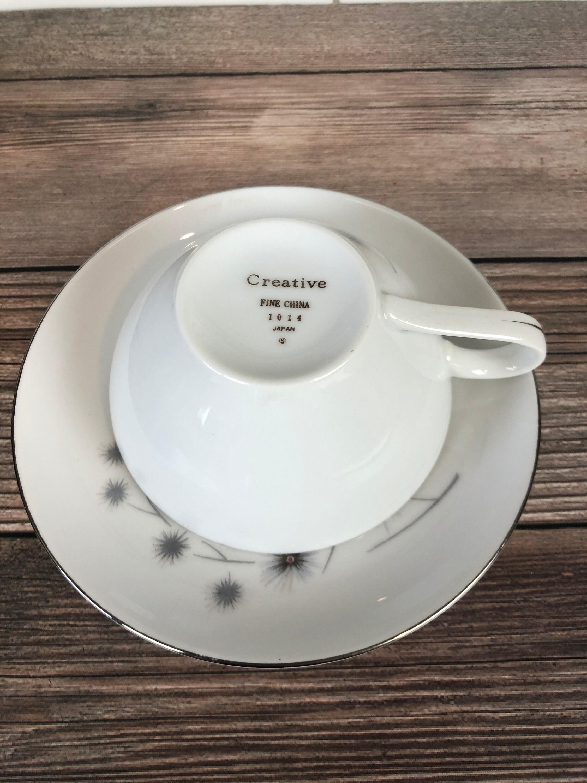 Vintage Creative Platinum Starburst Teacup and Saucer ~ Made in Japan ...