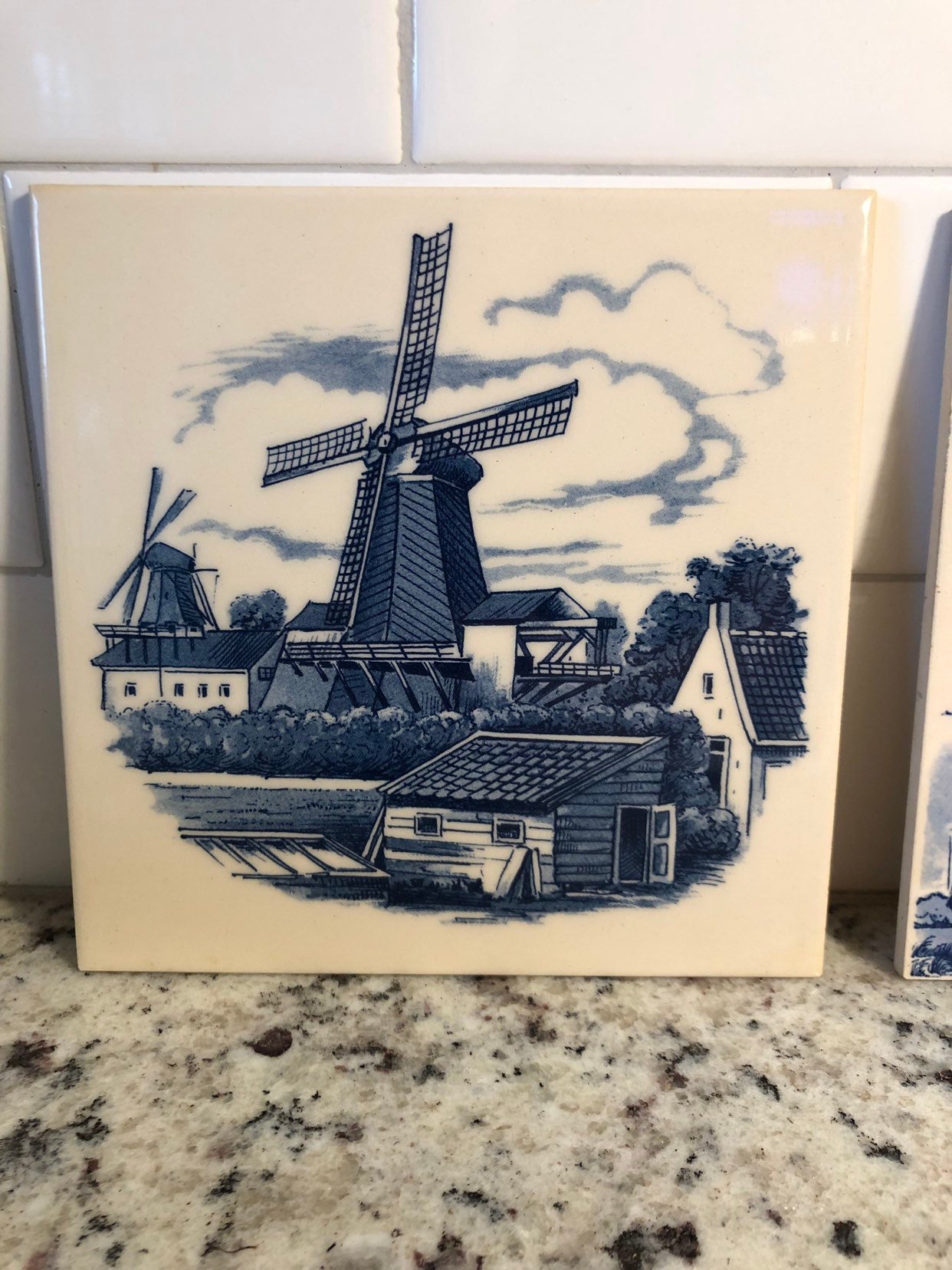 Set of 2 Vintage Delft Tiles with Love from Holland 3 D Tile | Etsy