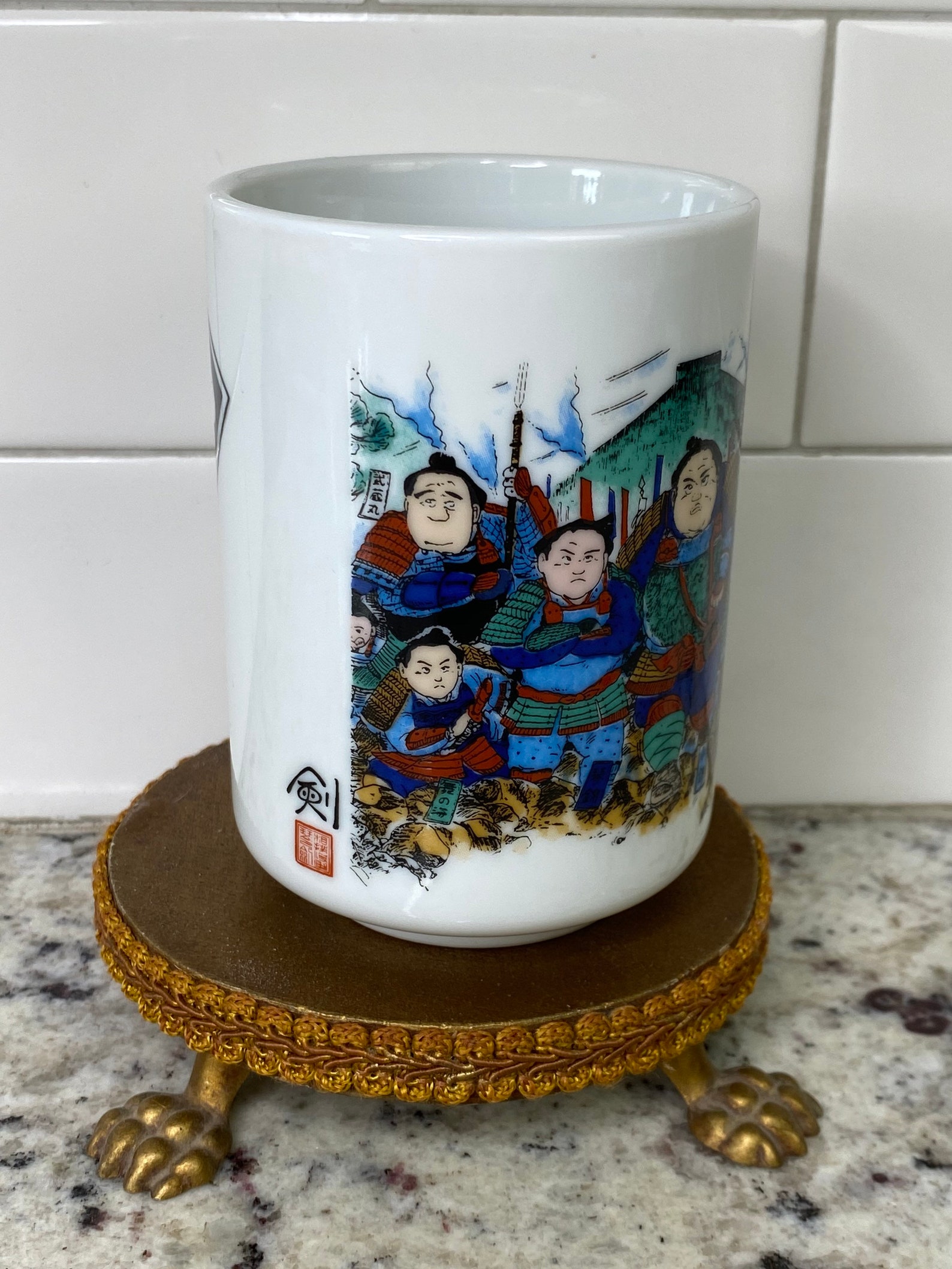 Vintage Japanese Samurai Warrior Mug Cup Ceramic No Handle | Etsy