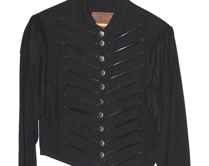 Double D Ranch Wear Cavalry Style Fringed Black Cropped Western Jacket ...