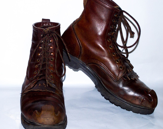 Vintage Red Wing Style 931 Lace up Roper Boots W/ Boot Bumpers Ansi Z41 ...
