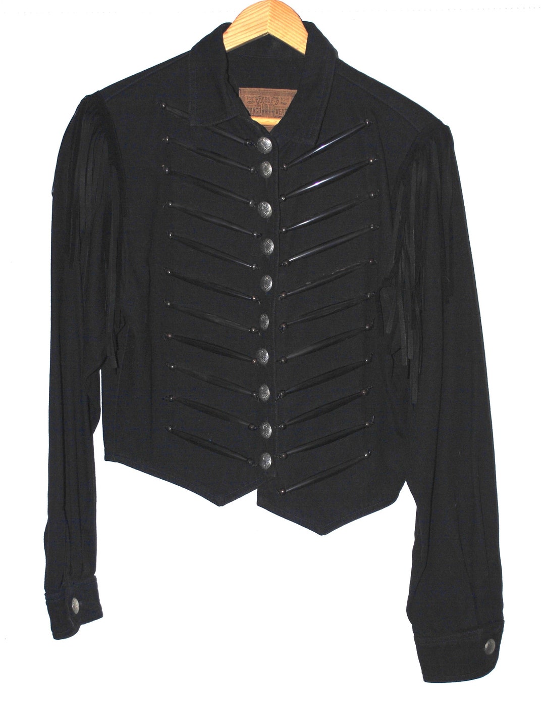 Double D Ranch Wear Cavalry Style Fringed Black Cropped Western Jacket ...