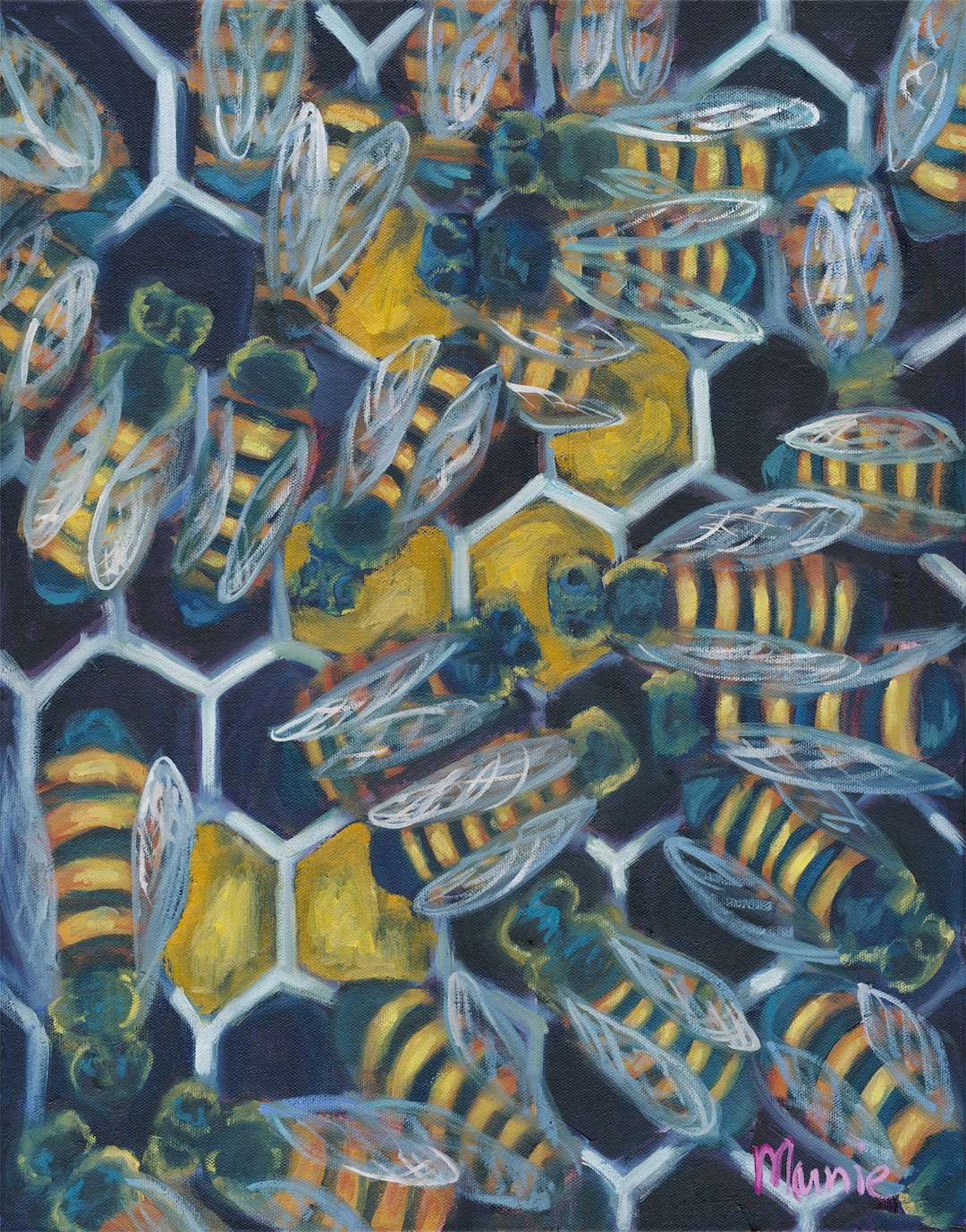 Busy Bees, Spring Painting, Landscape Painting, Honeybee Art, Honey Bee ...