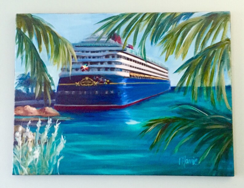 Ride to Paradise Oil Painting Original Art Cruise Ship Art | Etsy