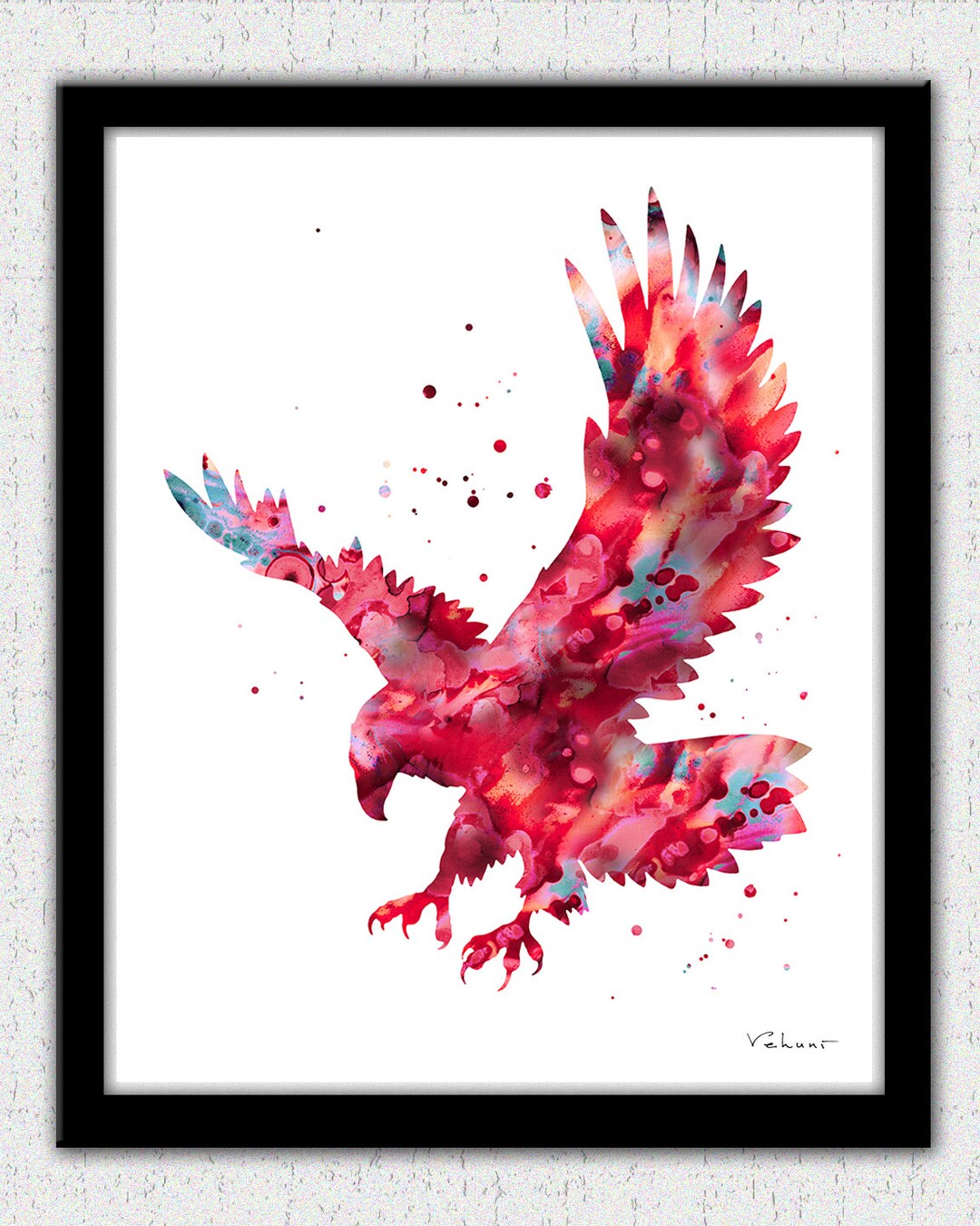Eagle Print, Red Aqua Eagle Print, Bold Eagle Art Print, Eagle ...