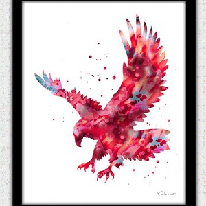 Eagle Print, Red Aqua Eagle Print, Bold Eagle Art Print, Eagle ...