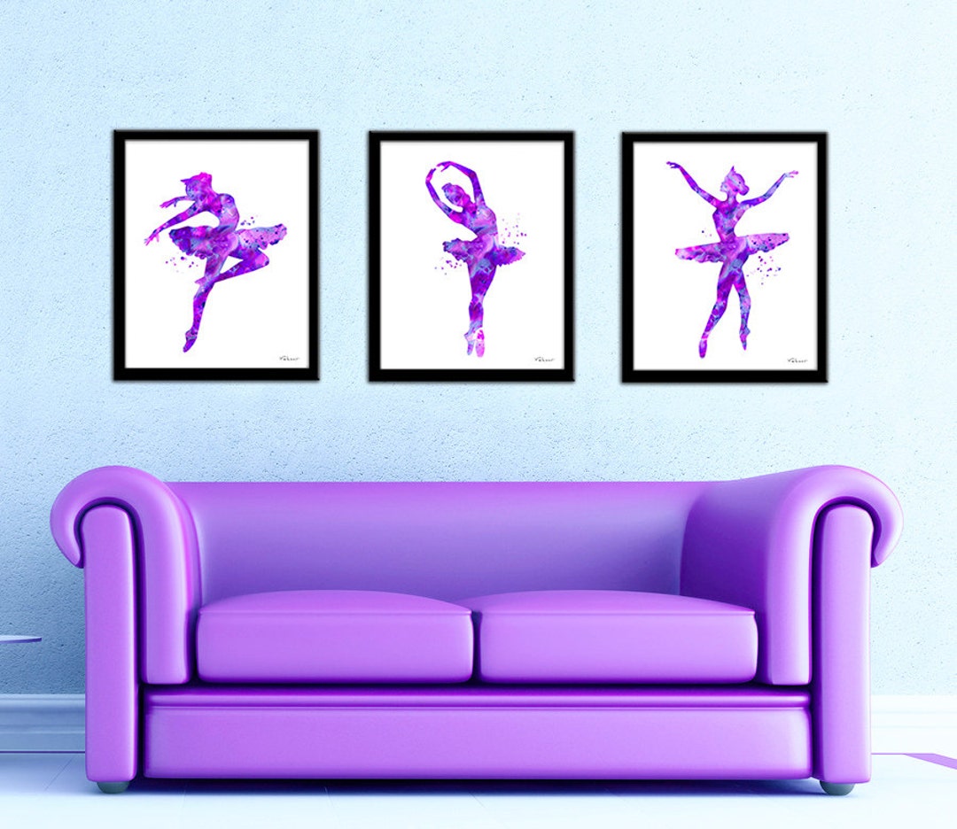 Purple Ballerina Set, Ballerina Print, Ballerina Silhouette, Ballerina ...