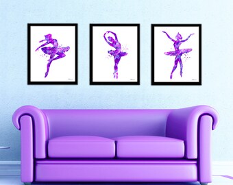 Purple Ballerina Printable Art, Digital Download, Ballerina Silhouette ...