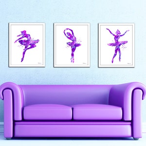 Purple Ballerina Set, Ballerina Print, Ballerina Silhouette, Ballerina ...