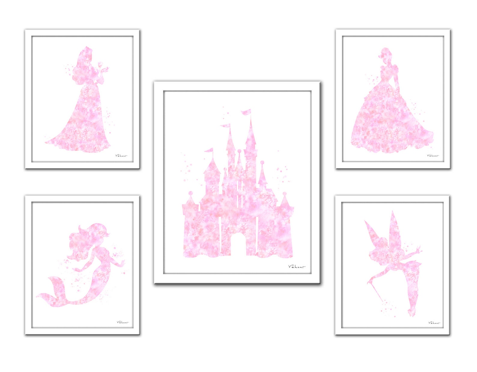 Pink Princess Art Disney Princess Print Light Pink Princess - Etsy